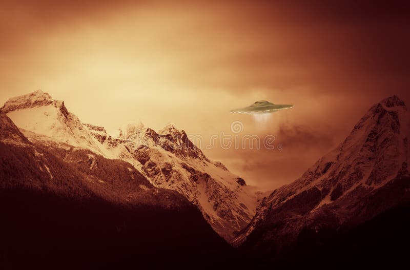 UFO with Mountains stock image. Image of flying, peaks - 48207395