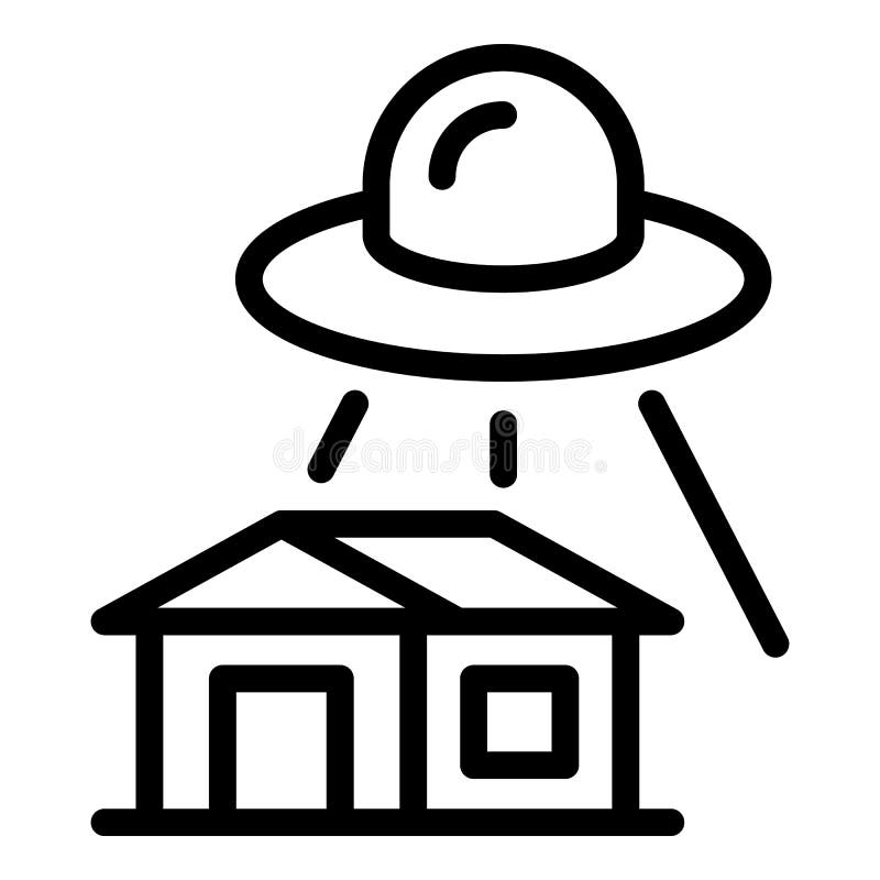 Ufo Near House Icon Outline Vector. Comic Game Stock Illustration ...