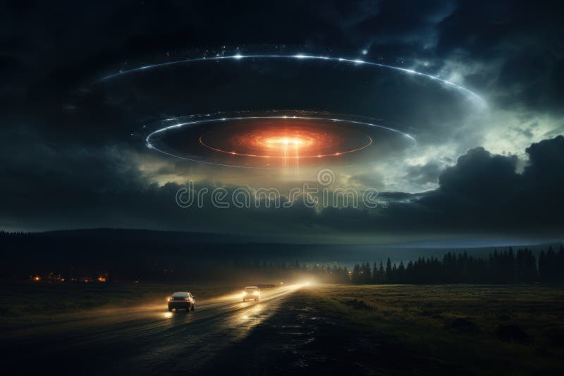 Ufo in the Night Made by Generative AI Stock Illustration ...