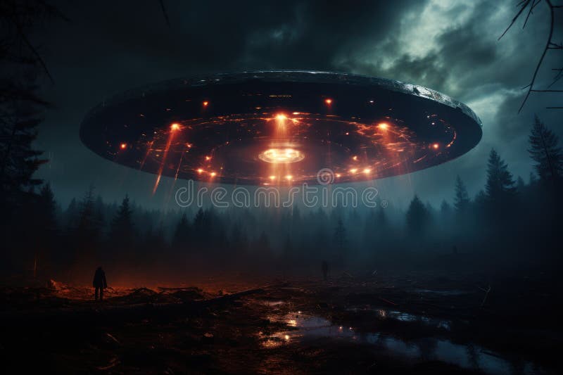 Ufo in the Night Made by Generative AI Stock Illustration ...