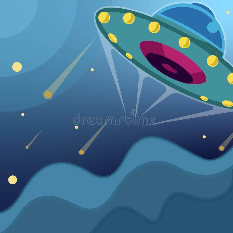UFO in Outer Space Vector Illustration Template Graphic Design . Outer ...
