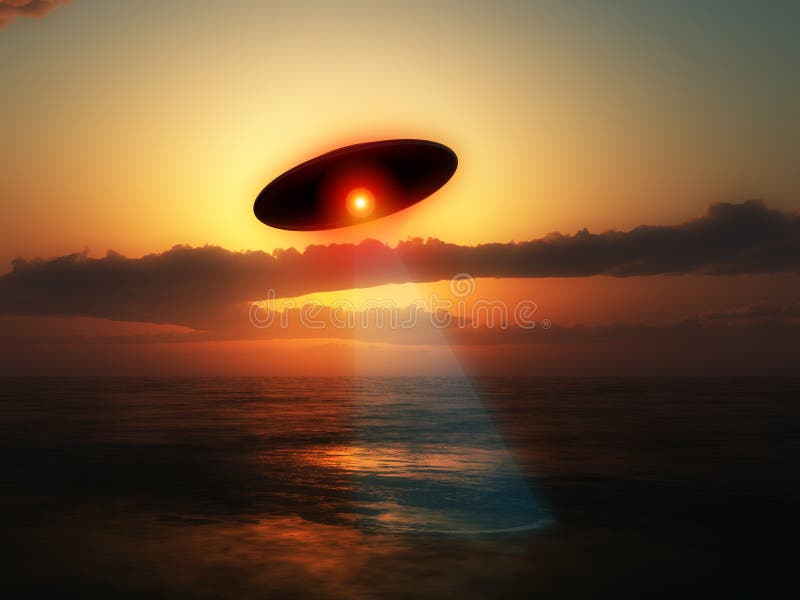 UFO Over Water stock illustration. Illustration of dawn - 7274932