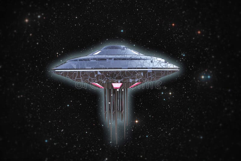 Ufo-rymdskepp stock illustrationer. Illustration av invasion - 45295089