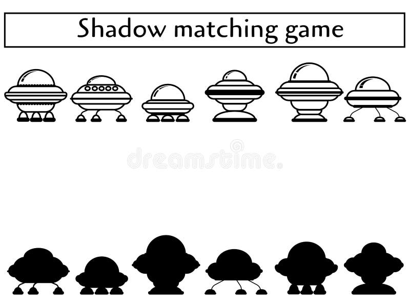 UFO Shadow Matching Game for Kids, Connect the Correct Contour and ...