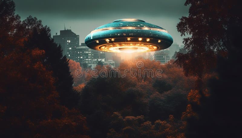 Ufo in the Night Sky Ufo in the Night Ufo in Space Generative AI Stock ...