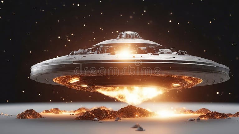 Ufo in Space Near Exploding Star, Render of an Alien Space Ship Stock ...