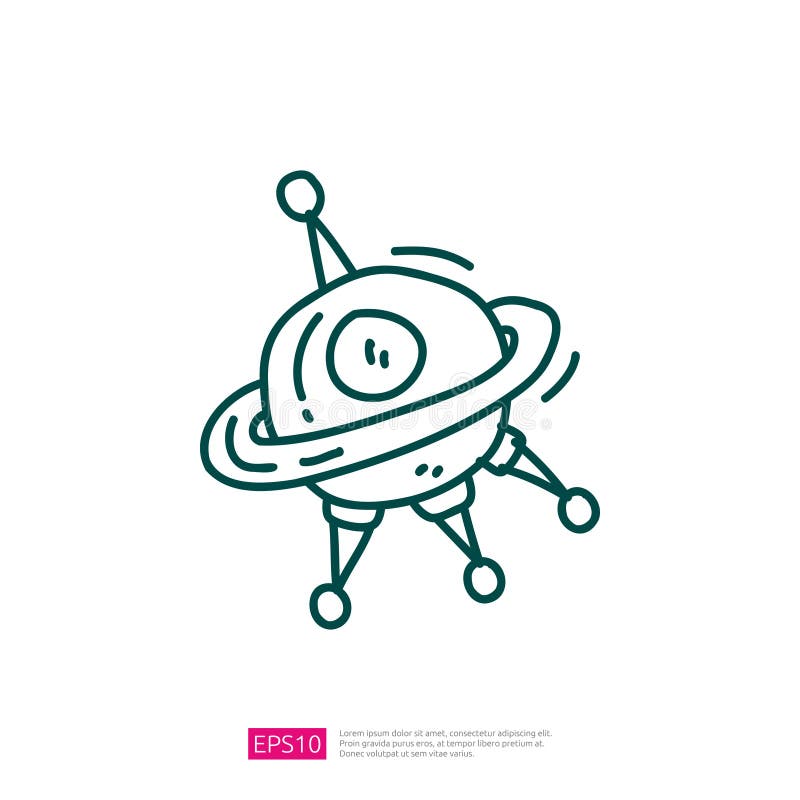 UFO Space Ship doodle Icon stock vector. Illustration of fiction ...