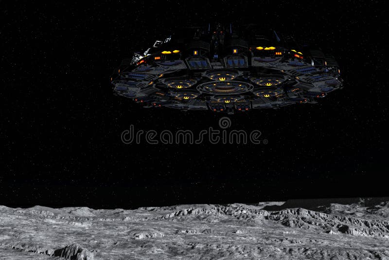 Space ship on the moon stock illustration. Illustration of cosmos ...
