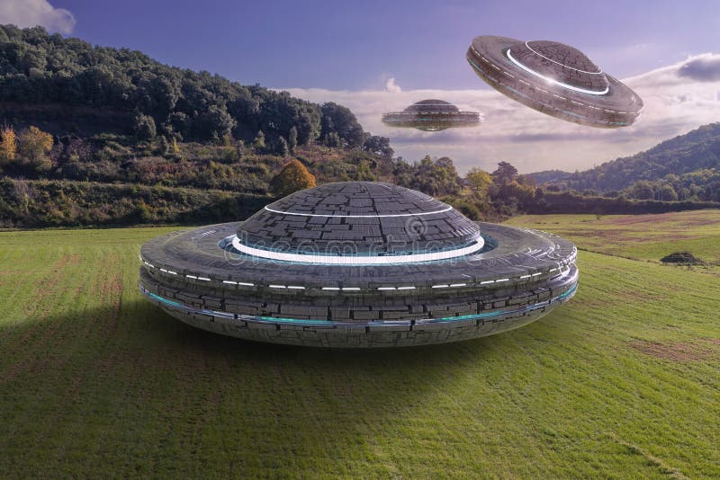 UFO spaceship concept stock illustration. Illustration of flying ...