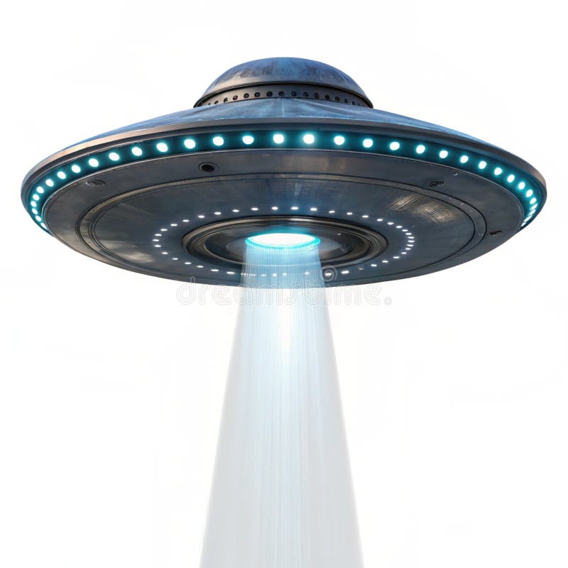 UFO Spaceship with Light Beam Stock Illustration - Illustration of ...