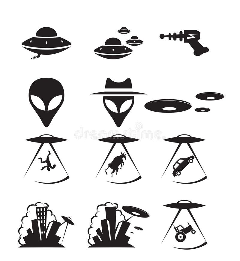 UFO-ikoner vektor illustrationer. Illustration av angus - 33202524