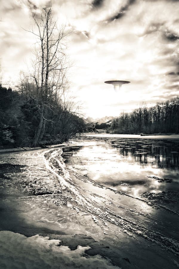 UFO in Winter stock image. Image of winter, flying, alaska - 64792413