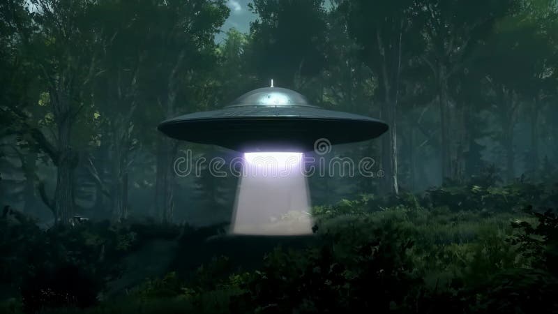 Alien Space Craft Landing in the Forest Stock Video - Video of ...