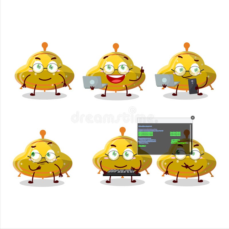 UFO Yellow Gummy Candy Programmer Cute Cartoon Character with Stock ... UFO Yellow Gummy Candy Programmer Cute Cartoon Character with Stock ...