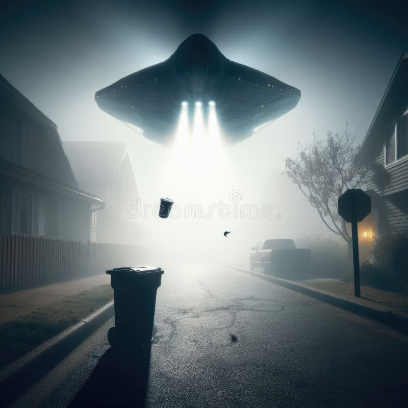 UFOs (Unidentified Flying Objects) Visit Us in Misty Nights Stock ...