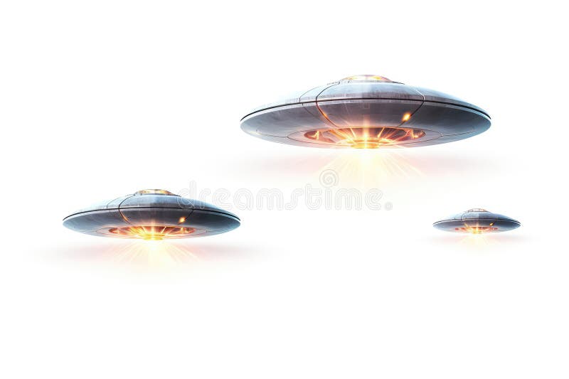 Ufos on White Background. Generative AI Stock Illustration ...