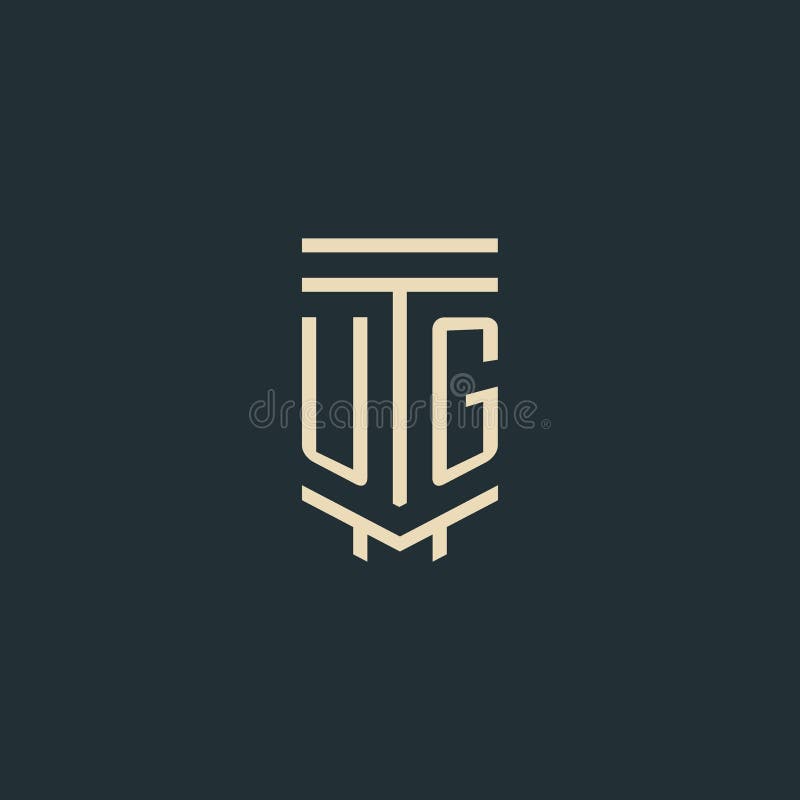 UG Initial Monogram with Simple Line Art Pillar Logo Designs Stock ...