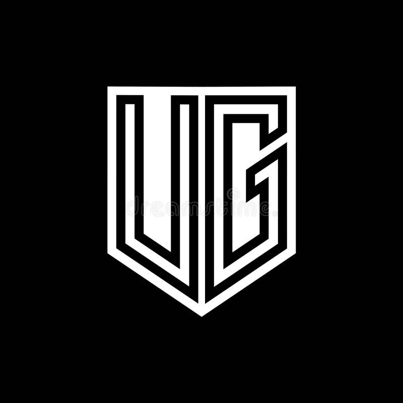 UG Logo Monogram Shield Geometric Black Line Inside White Shield Color ...