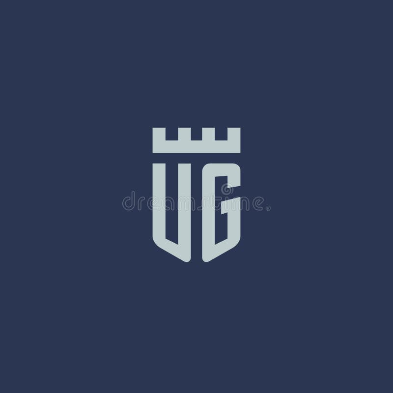 UG Logo Monogram with Fortress Castle and Shield Style Design Stock ...