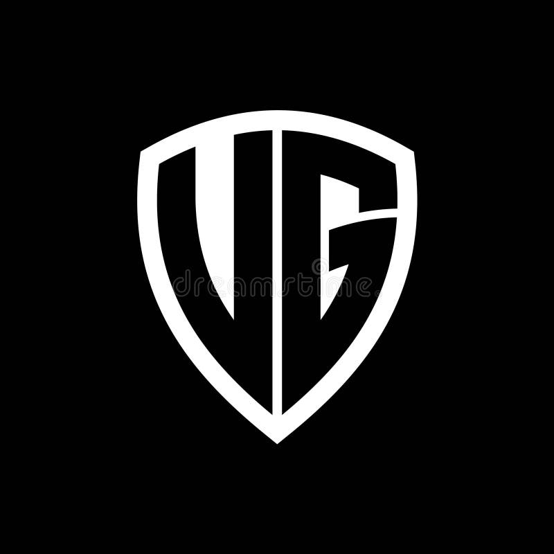 UG Monogram Logo with Bold Letters Shield Shape with Black and White ...