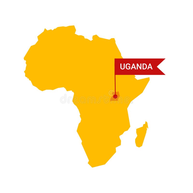 Uganda on an Africa S Map with Word Uganda on a Flag-shaped Marker ...