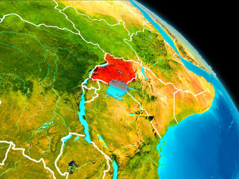 Uganda on Earth stock illustration. Illustration of satellite - 110350676
