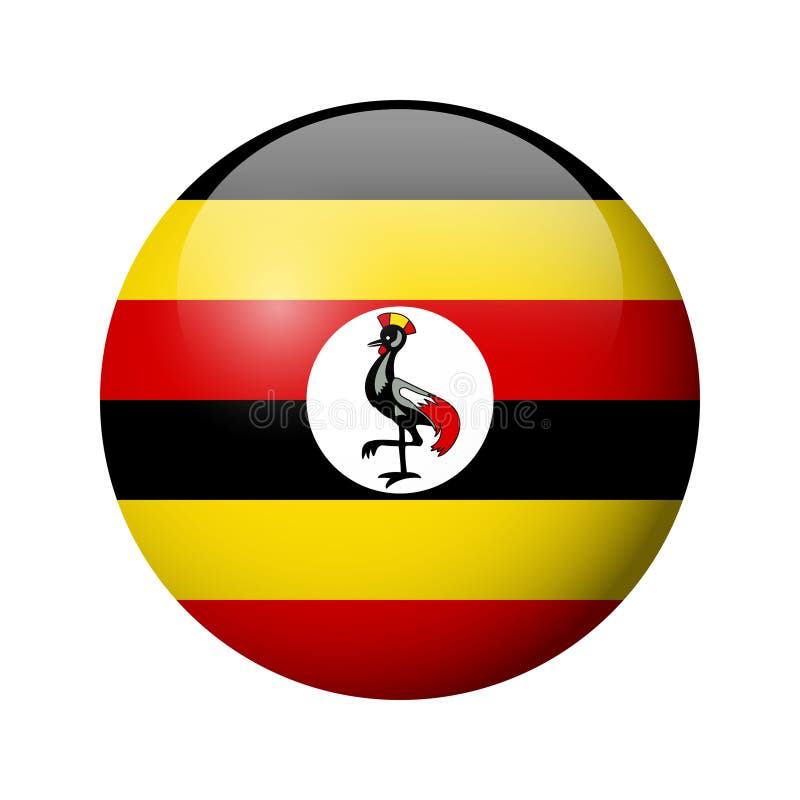 Glossy Circle Badge Flag of Uganda Stock Vector - Illustration of ...