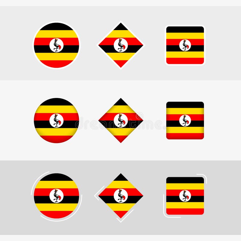 Uganda Flag Icons Set, Vector Flag of Uganda Stock Vector ...