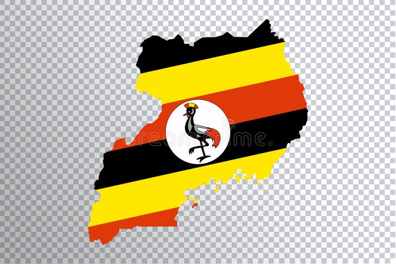 Uganda Flag on Map, Transparent Background Stock Illustration ...