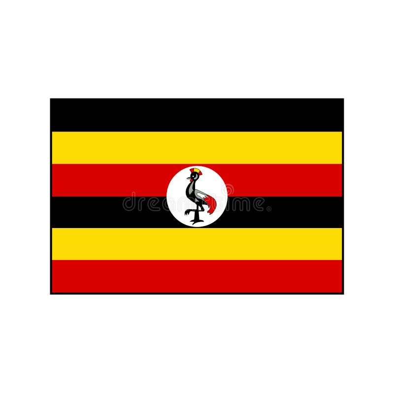 Flag of Uganda Vector Rectangle Icon Button for Africa Concepts. Stock ...