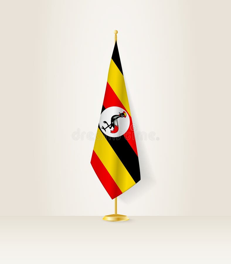 Uganda Flag on a Flag Stand Stock Vector - Illustration of pole ...