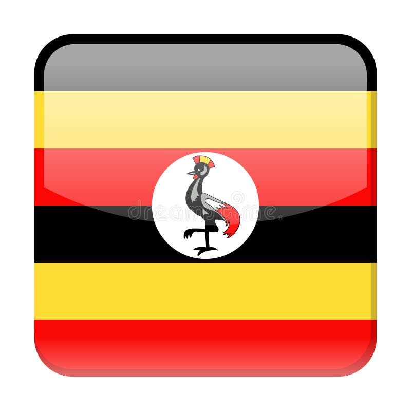 Uganda Flag Vector Square Icon Stock Illustration - Illustration of ...
