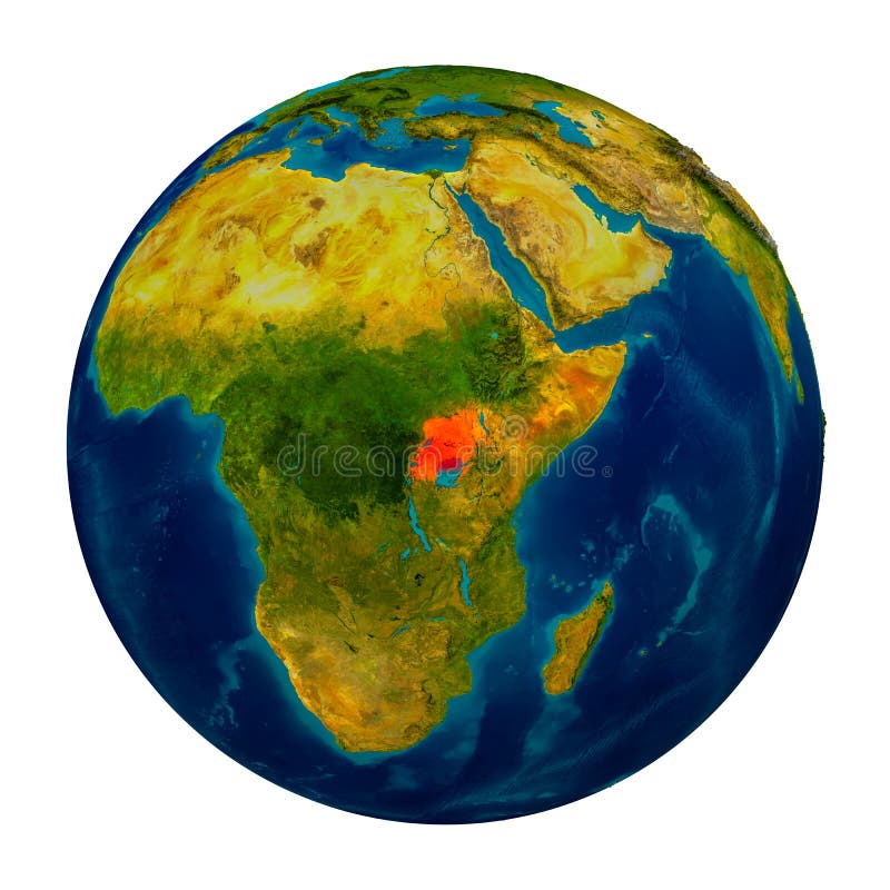 Uganda Detailed Map Highlighted On Blue Rounded World Map Stock Vector ...