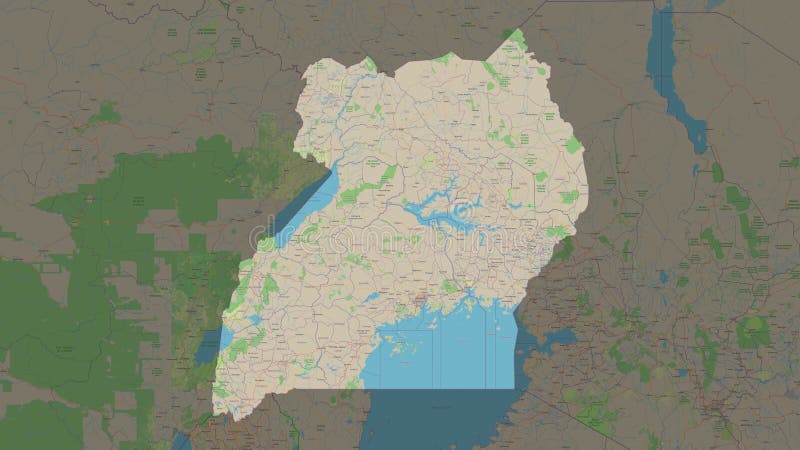Uganda Highlighted. Topo Standard Stock Illustration - Illustration of ...