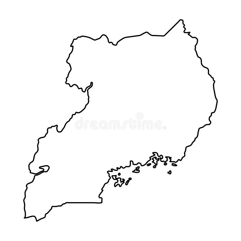 Uganda Map of Black Contour Curves on White Background of Stock ...