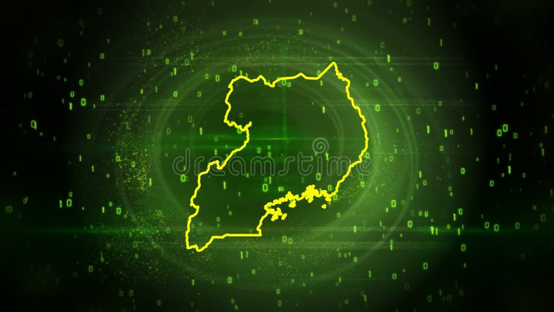 Uganda Map on Digital Background Stock Illustration - Illustration of ...