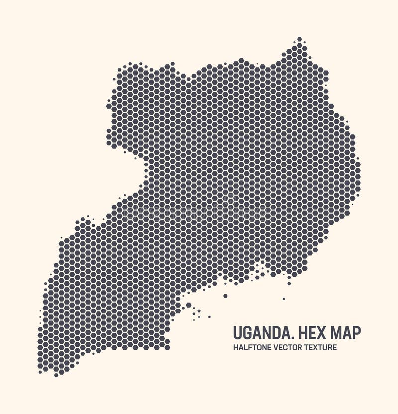 Uganda Map Vector Hexagonal Half Tone Pattern Isolated on Light ...