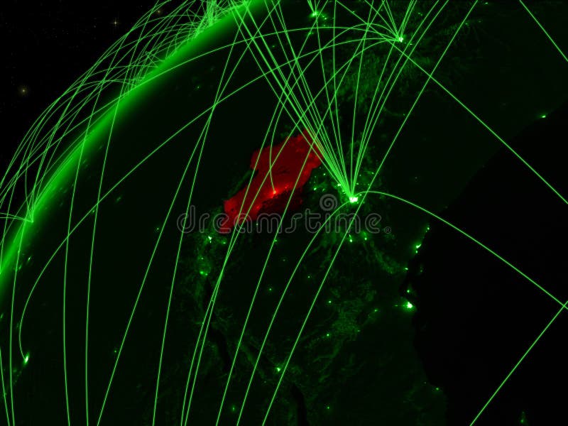 Uganda on Earth with Network Stock Illustration - Illustration of world ...