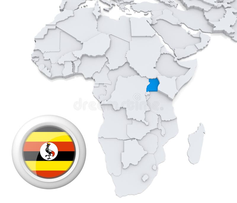 Uganda no mapa de África ilustração stock. Ilustração de curso - 119559650