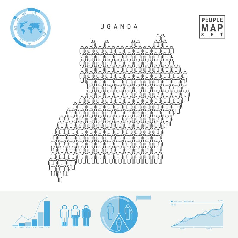 Uganda People Icon Map. Stylized Vector Silhouette of Uganda ...