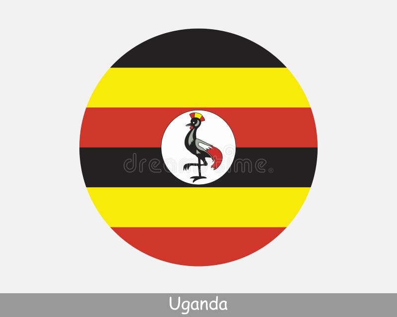 Uganda Round Circle Flag Ugandan Circular Button Banner Icon Stock