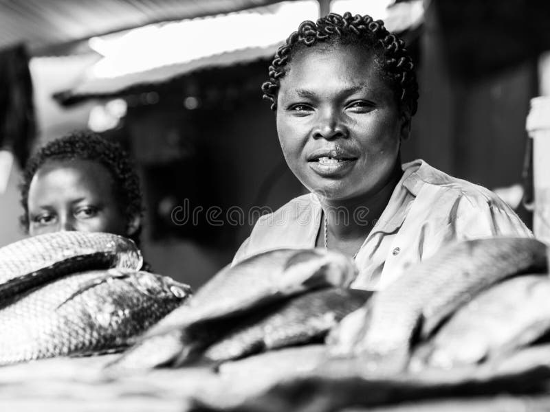 Ugandan fishmonger editorial stock image. Image of africa - 118192429