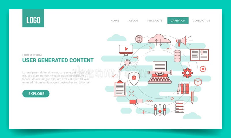 Ugc User Generated Content Concept with Circle Icon for Website ...