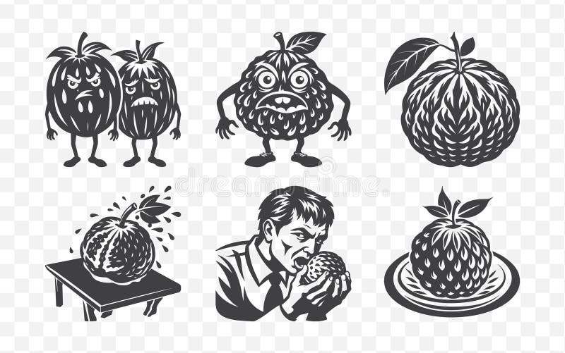 Ugli Fruit Outline Collection in High Detail Stock Vector ...
