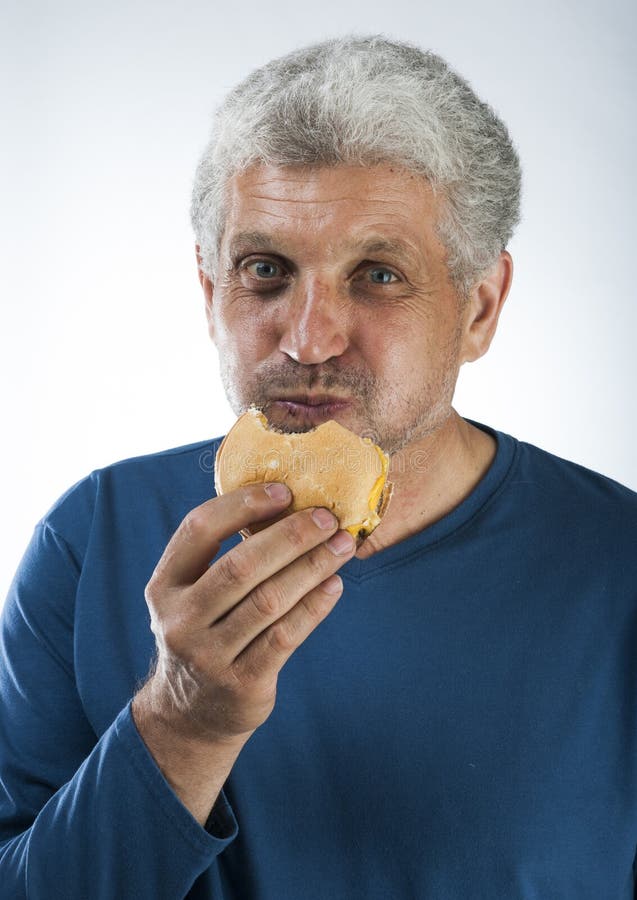 Ugly Man Eating Hamburger. Portrait Stock Photo - Image of wanderer ...