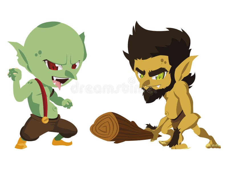 Ugly Troll with Caveman Gnome Magic Characters Stock Illustration ...