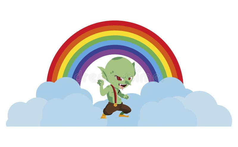Ugly Troll with Rainbow Magic Character Stock Illustration ...