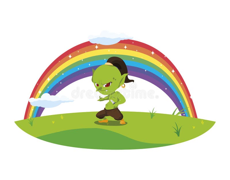 Ugly Troll with Rainbow Magic Character Stock Illustration ...