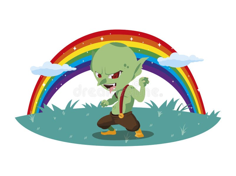 Ugly Troll with Rainbow Magic Character Stock Illustration ...