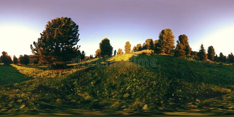 UHD 4K 360 VR Timelapse of Green Mountain Forest. Sun Rays and Shadow ...